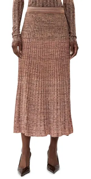 Zimmermann Mouline Rib Midi Skirt - Chocolate Multi
