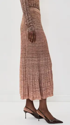 Zimmermann Mouline Rib Midi Skirt - Chocolate Multi