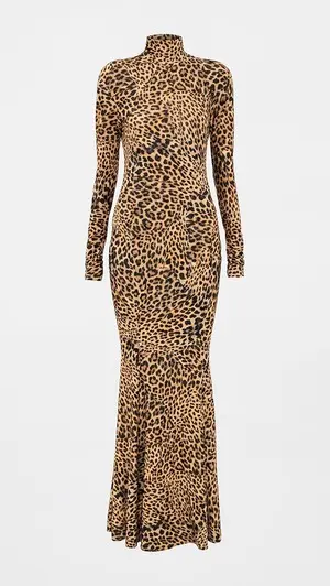 Norma Kamali Long Sleeve Turtle Fishtail Gown