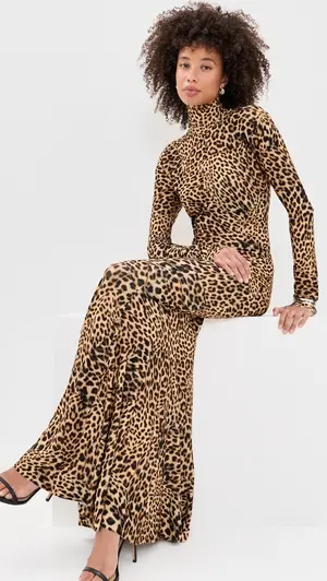 Norma Kamali Long Sleeve Turtle Fishtail Gown