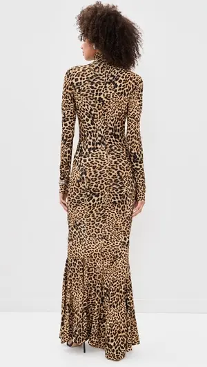Norma Kamali Long Sleeve Turtle Fishtail Gown