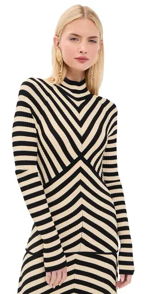 Zimmermann Valiant Deco Stripe Sweater - Black/cream