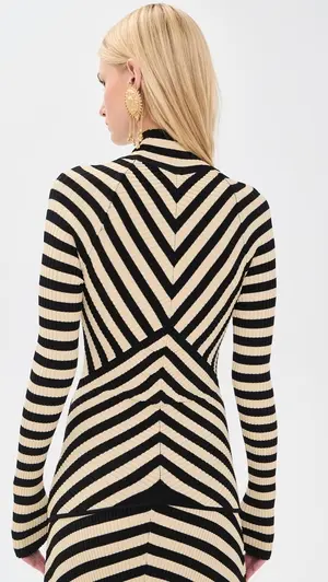Zimmermann Valiant Deco Stripe Mock Neck Sweater