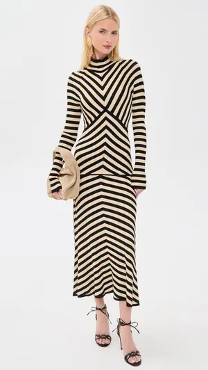 Zimmermann Valiant Deco Stripe Mock Neck Sweater