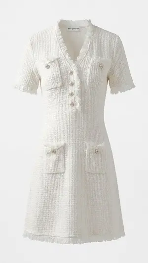 SELF-PORTRAIT Textured Knit Mini Dress