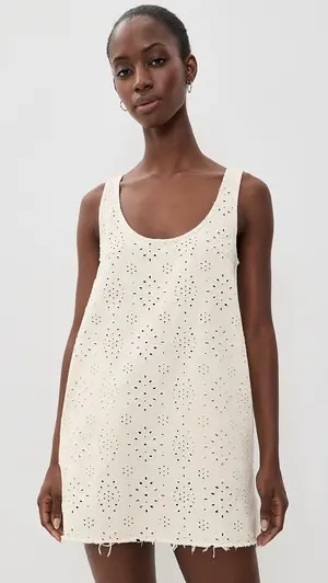 Minkpink Abrea Broderie Denim Dress - Cream