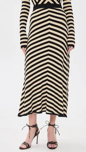 Zimmermann Valiant Deco Stripe Midi Skirt