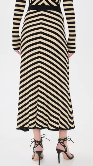 Zimmermann Valiant Deco Stripe Midi Skirt