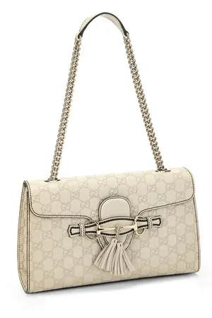 Gucci Cream Ssima Leather Emily Chain Shoulder Bag