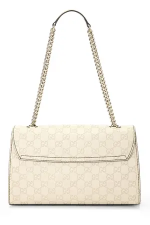 Gucci Cream Ssima Leather Emily Chain Shoulder Bag