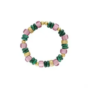 OLIVIA LE Malachite Mixed Glass Bead Bracelet - Yellow