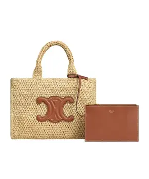 Celine Small Cabas Thais In Raffia And Calfskin