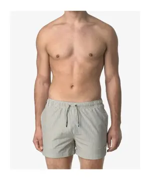 K-WAY Logo Patch Striped Swim Shorts