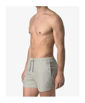 K-WAY Logo Patch Striped Swim Shorts