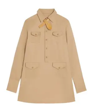 Celine Shirt Dress In Cotton And Silk Twill - Corde
