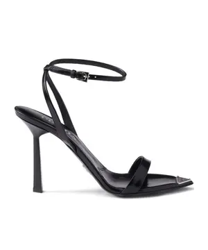 Prada Triangle-logo High-heeled Sandals - Black