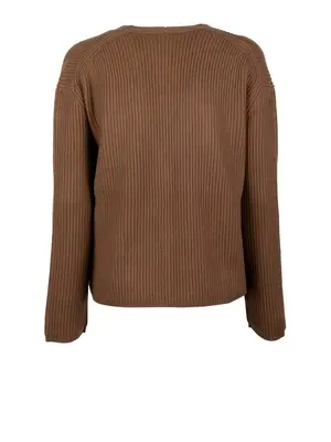 Max Mara Wool And Cashmere Cardigan With V-neck - Chestnut