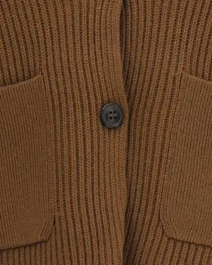 Max Mara Wool And Cashmere Cardigan With V-neck - Chestnut