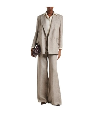 Max Mara Double-breasted Herringbone Linen Blazer