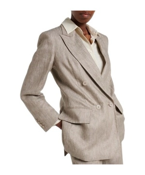 Max Mara Double-breasted Herringbone Linen Blazer