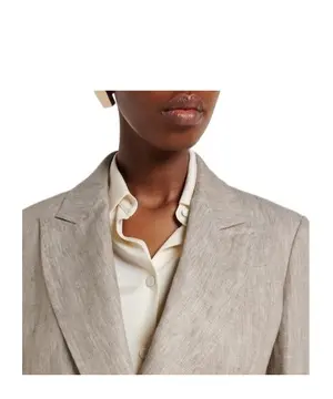 Max Mara Double-breasted Herringbone Linen Blazer