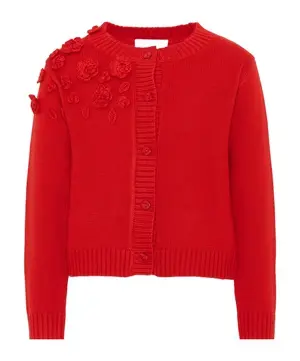 Monnalisa 3d Flower Cardigan - Red