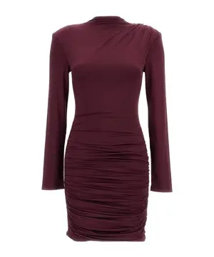 ROTATE BY BIRGER CHRISTENSEN Draped Ruched Mini Dress - Red