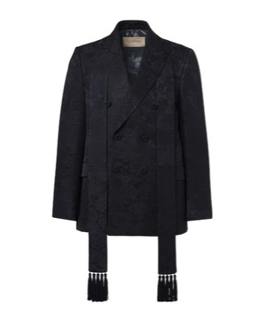 Valentino Garavani Floral Jacquard Linen And Silk Blazer - Black