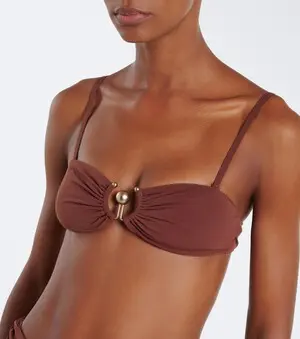Christopher Esber Embellished Ruched Bikini Top