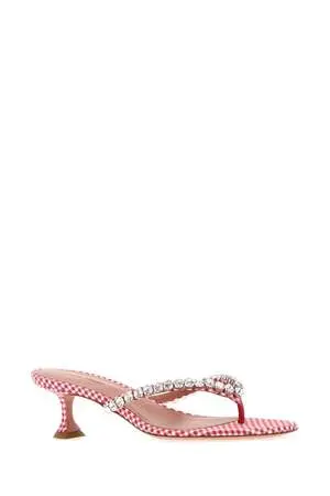 Amina Muaddi Embroidered Fabric Thong Mules