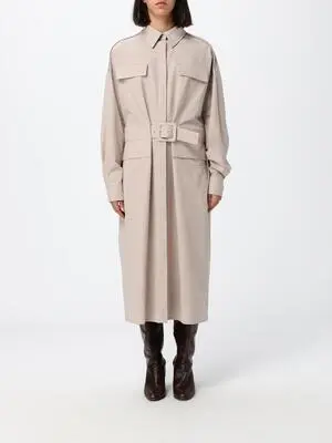 Fabiana Filippi Wool-blend Midi Chemisier Dress With Waist Belt