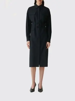 Fabiana Filippi Wool-blend Midi Chemisier Dress With Belt - Blue