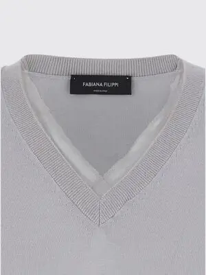 Fabiana Filippi V-neck Wool And Cotton Blend Jumper - Grey