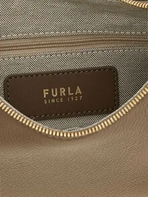 Furla Hobo Bag In Hammered Calfskin With Adjustable Shoulder Strap - Beige