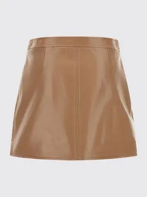 COURREGES Embroidered Logo Coated Cotton Pencil Mini Skirt - Nude