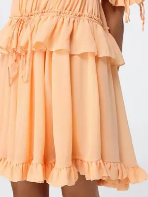 Chloé A-line Silk Mini Dress With Square Neckline And Puff Sleeves