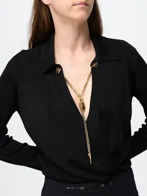 Elisabetta Franchi Draped Bodysuit With Chain Detail