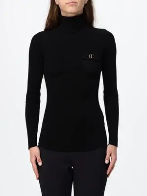 Elisabetta Franchi Ribbed Turtleneck Sweater With Pocket Detail - Black