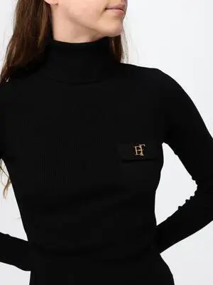 Elisabetta Franchi Ribbed Turtleneck Sweater With Pocket Detail