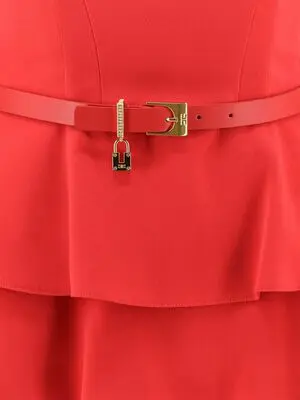 Elisabetta Franchi Off-the-shoulder Jersey Mini Sheath Dress With Ruffles - Red