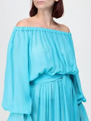 COLLINI MILANO 1937 Long Sleeve Chiffon Gown - Gnawed Blue