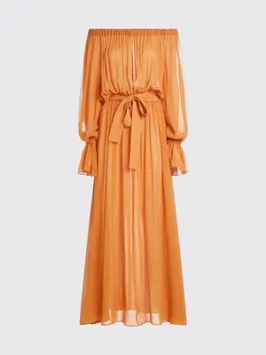 COLLINI MILANO 1937 Long-sleeved Chiffon Evening Gown With Tie-waist