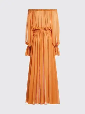 COLLINI MILANO 1937 Long-sleeved Chiffon Evening Gown With Tie-waist