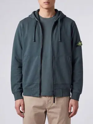 Stone Island Organic Cotton Zip-up Hoodie With Compass Logo Patch - Green