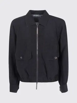 ZIGGY CHEN Shirt-style Pure Linen Bomber Jacket With Zip And Patch Pockets