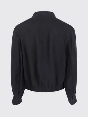 ZIGGY CHEN Shirt-style Pure Linen Bomber Jacket With Zip And Patch Pockets