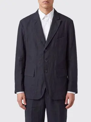ZIGGY CHEN Single-breasted Pure Linen Blazer With Wrinkled Effect And Lapels - Black