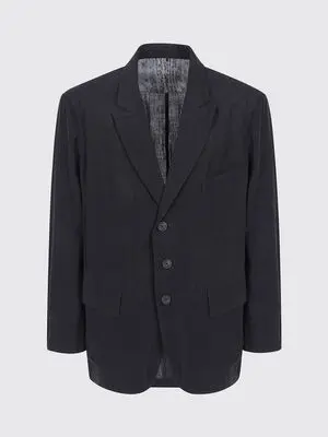 ZIGGY CHEN Single-breasted Pure Linen Blazer With Wrinkled Effect And Lapels