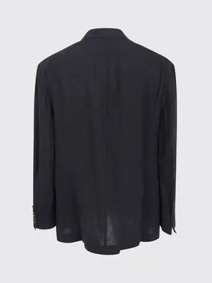 ZIGGY CHEN Single-breasted Pure Linen Blazer With Wrinkled Effect And Lapels