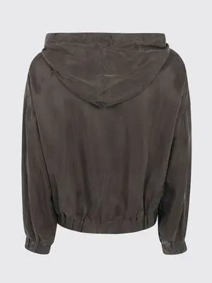 ZIGGY CHEN Cupro Cotton Hooded Windbreaker Jacket With Pouch Pocket